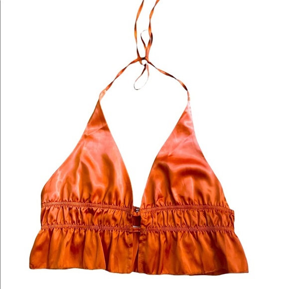 Tops | Womens Sexy Satin Backless Plunging Cropped Halter Top Size 91 ...